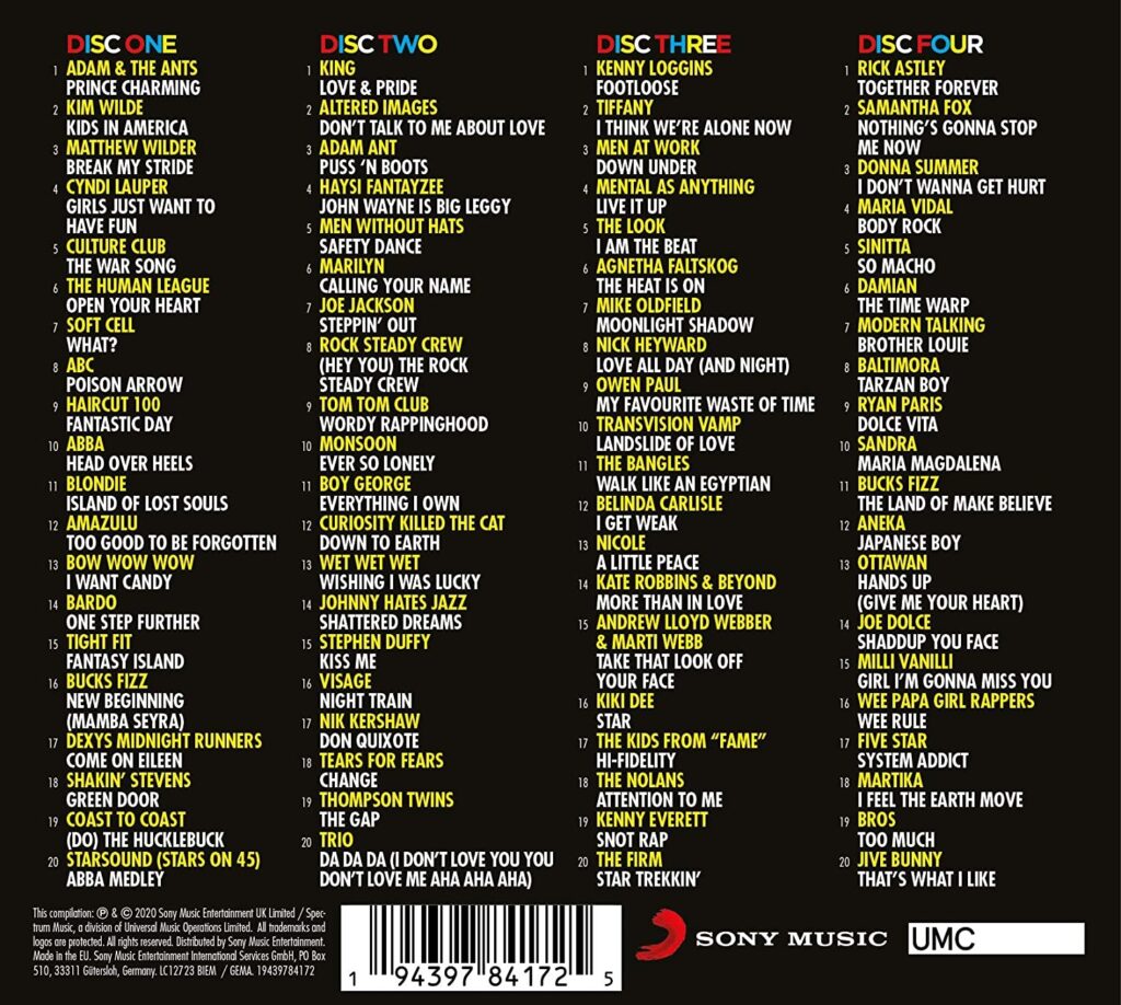VARIOUS - HITS ALBUM: THE 80s POP ALBUM (4CD) - Musical Paradise | CD ...